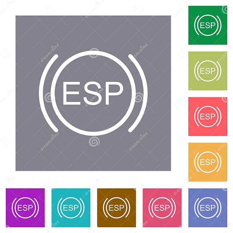 Car Electronic Stability Program Indicator Square Flat Icons Stock ...
