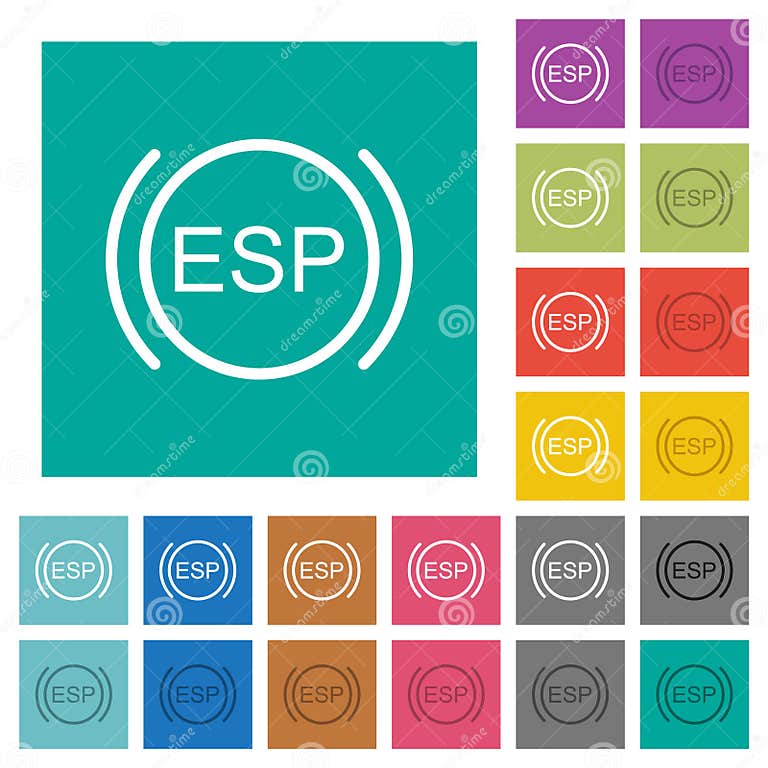 Car Electronic Stability Program Indicator Square Flat Multi Colored ...