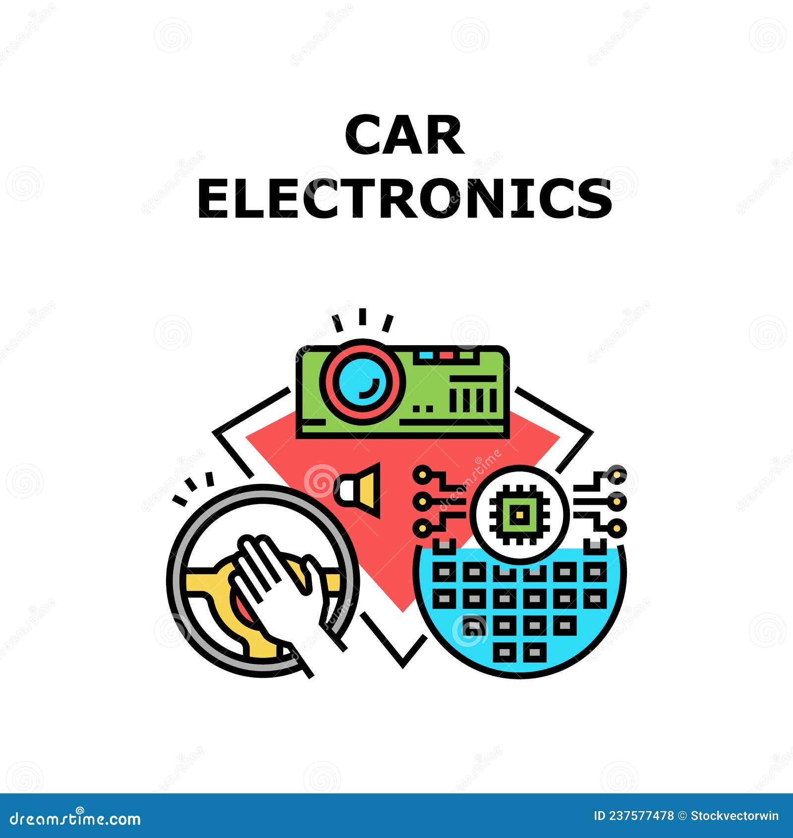 Car Electronics Vector Concept Color Illustration Stock Vector ...