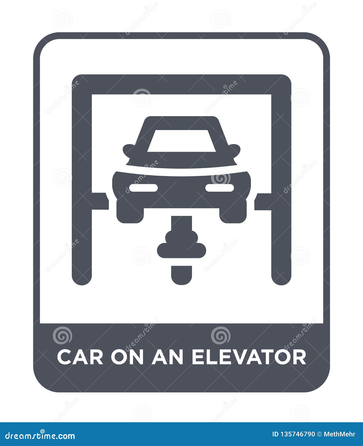 Car on an Elevator Icon in Trendy Design Style. Car on an Elevator Icon ...