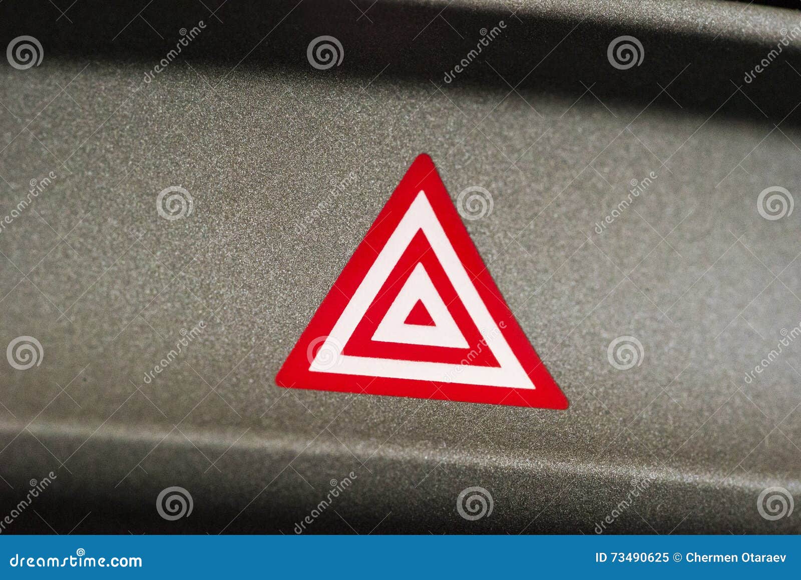 Car Emergency Attention Light Button in Red Triangle Stock Image ...