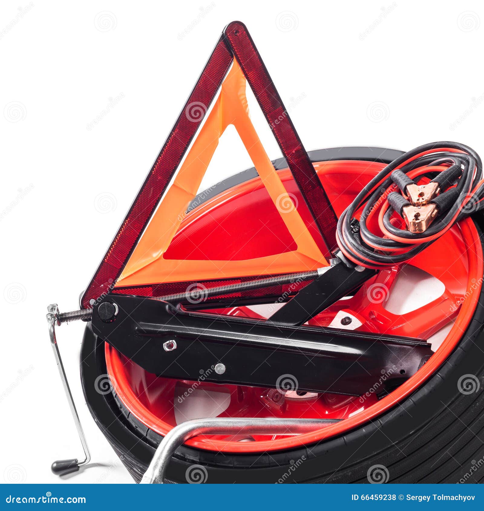 Car emergency kit stock photo. Image of jack, warning - 66459238