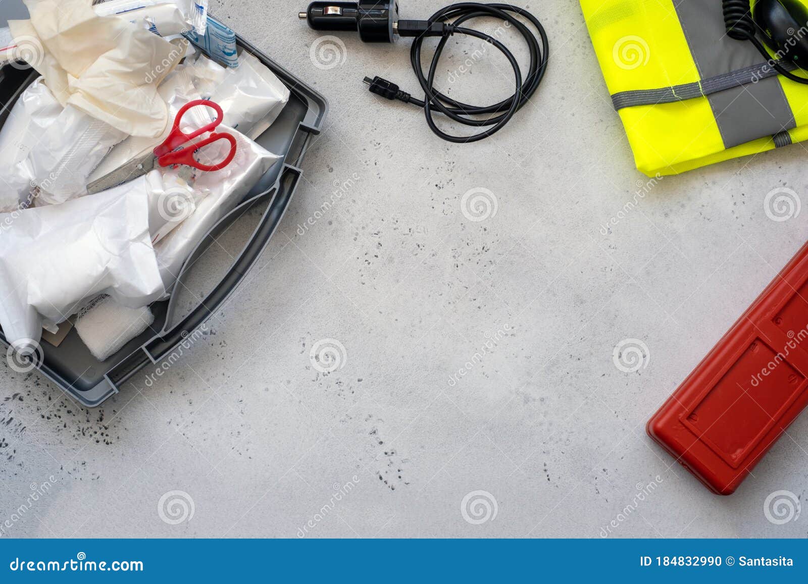 Car Emergency Kit - Warning Triangle Danger Sign Stock Photo - Image of ...