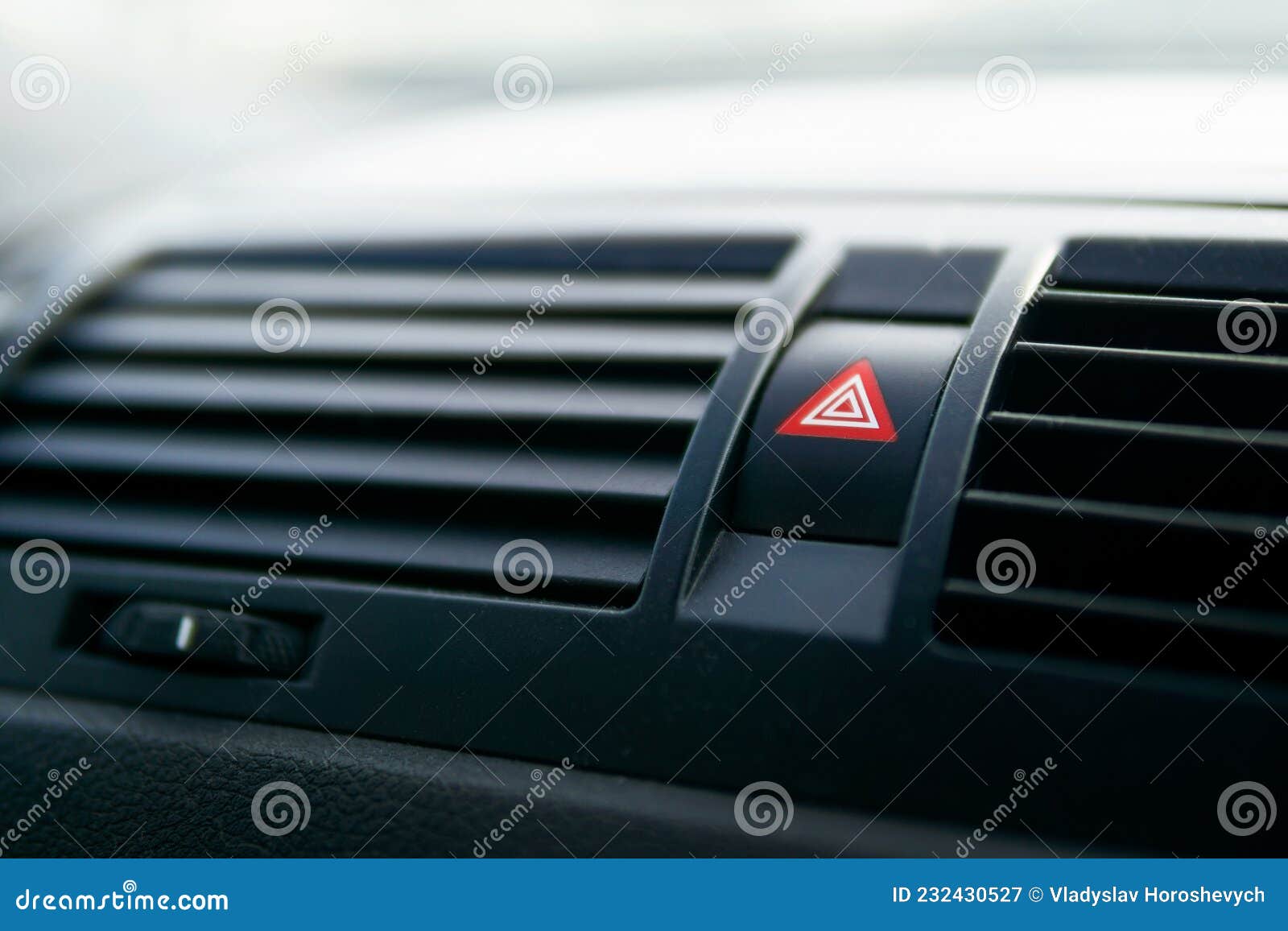 Car Emergency Light Button Pressing the Red Triangular Car Hazard ...