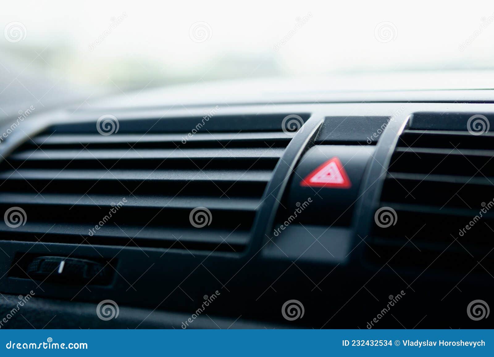 Car Emergency Light Button Pressing the Red Triangular Car Hazard ...