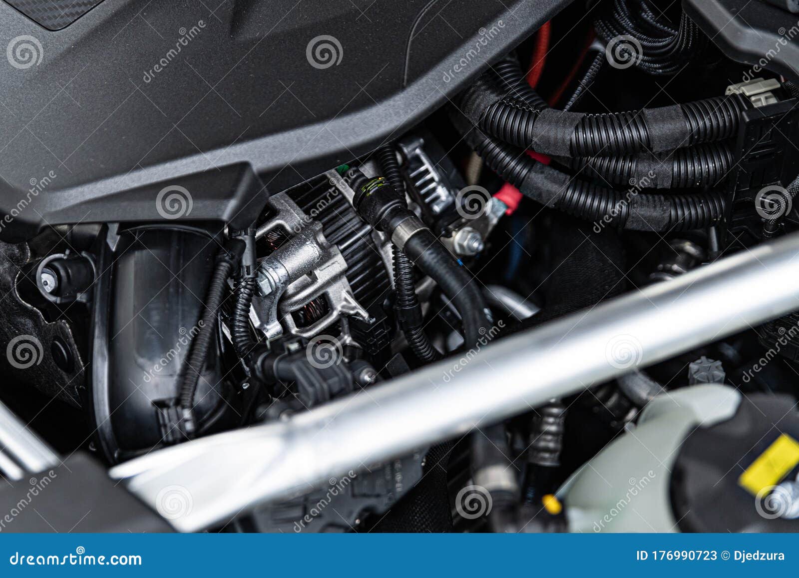 Car Engine and Alternator. Modern Car Stock Image - Image of motor ...