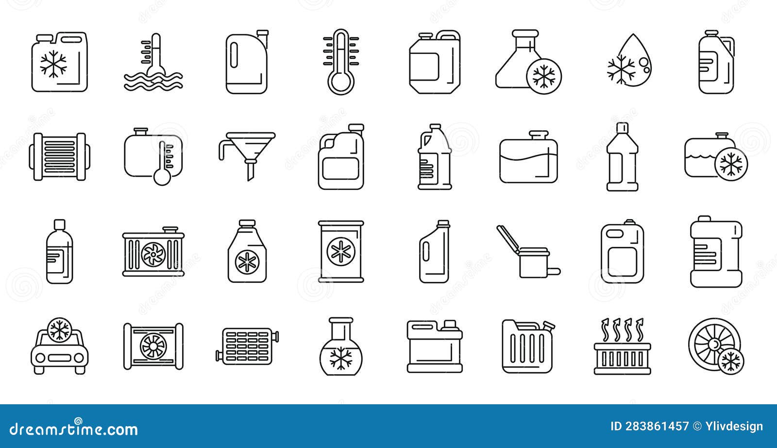 Car Engine Antifreeze Icons Set Outline Vector. Air Vent Stock Vector ...