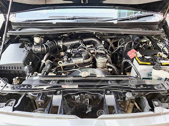 Car Engine Assembly Seen Close Up, in a Workshop Stock Photo - Image of ...