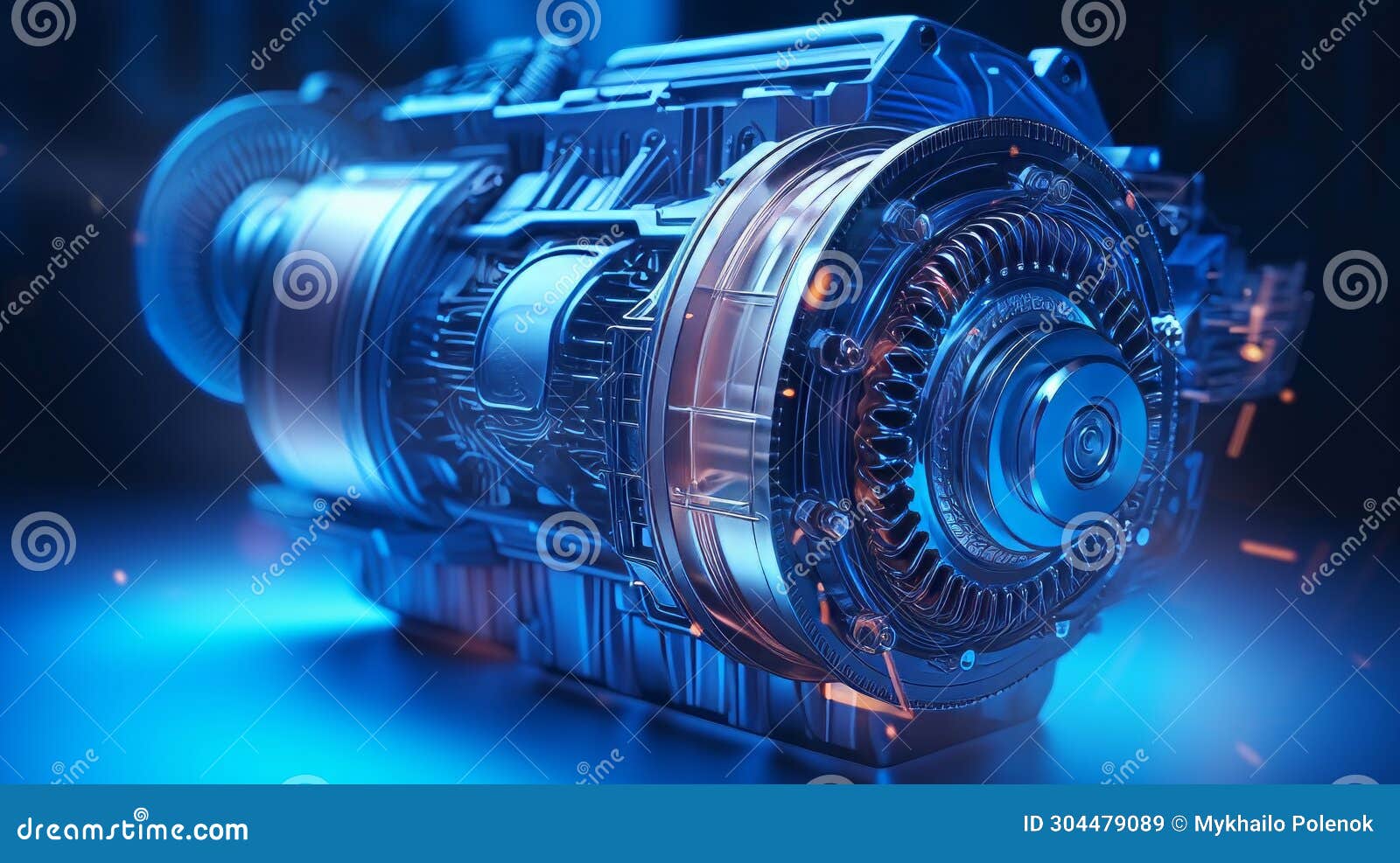 Car Engine with Blue Glow. Neural Network AI Generated Stock Image ...