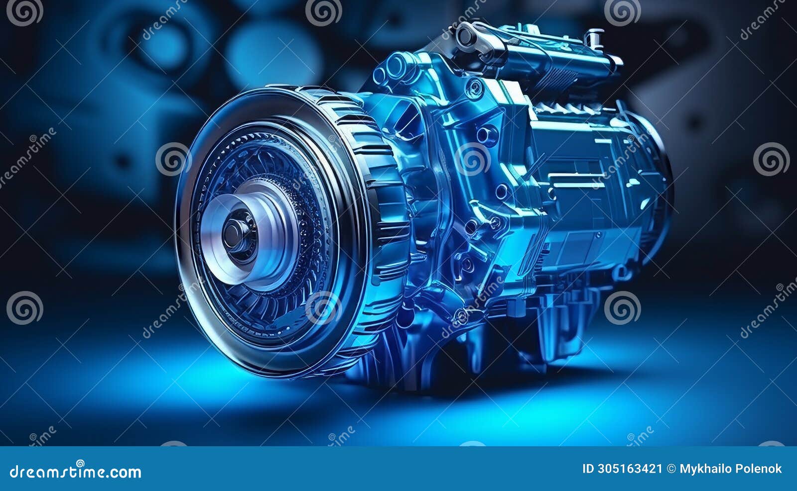Car Engine with Blue Glow. Neural Network AI Generated Stock Image ...