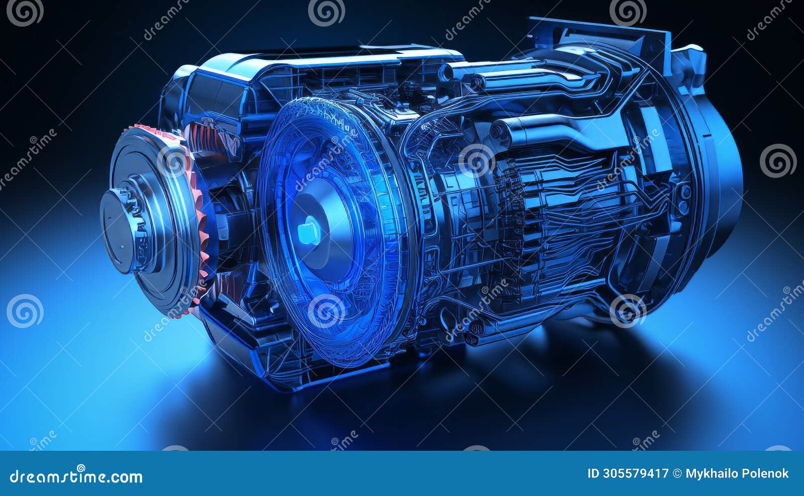 Car Engine with Blue Glow. Neural Network AI Generated Stock Image ...