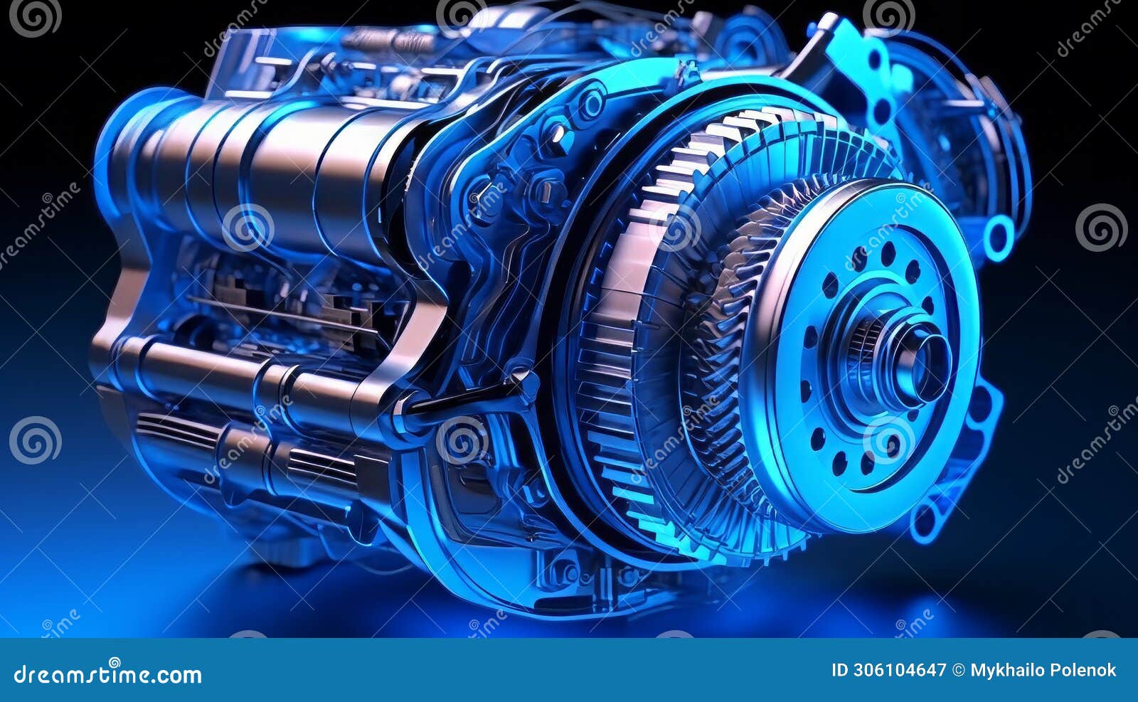 Car Engine with Blue Glow. Neural Network AI Generated Stock Image ...