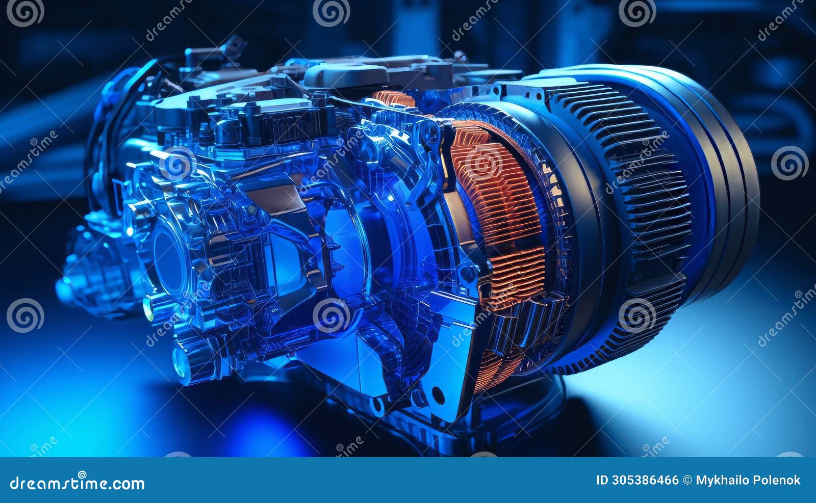 Car Engine with Blue Glow. Neural Network AI Generated Stock Photo ...