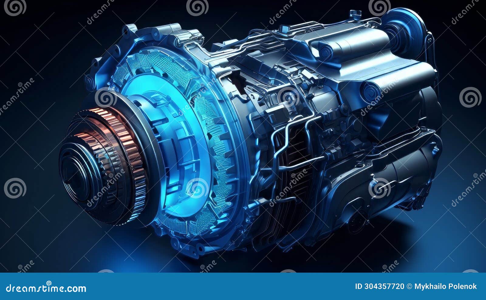 Car Engine with Blue Glow. Neural Network AI Generated Stock Photo ...
