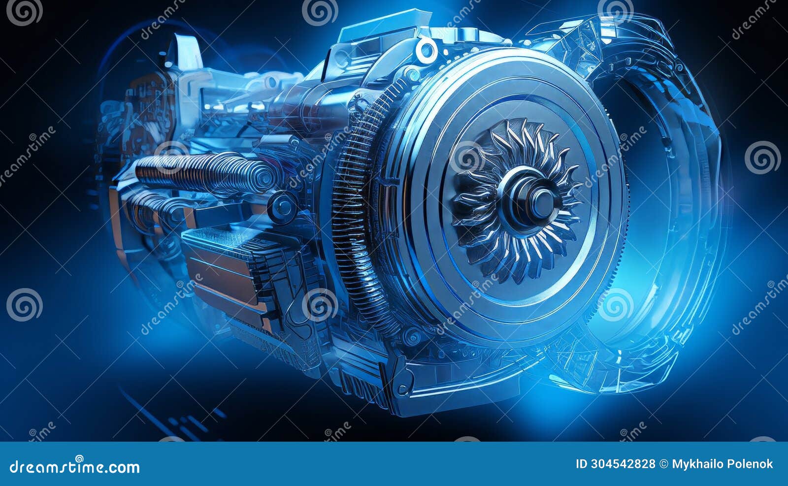Car Engine with Blue Glow. Neural Network AI Generated Stock Photo ...