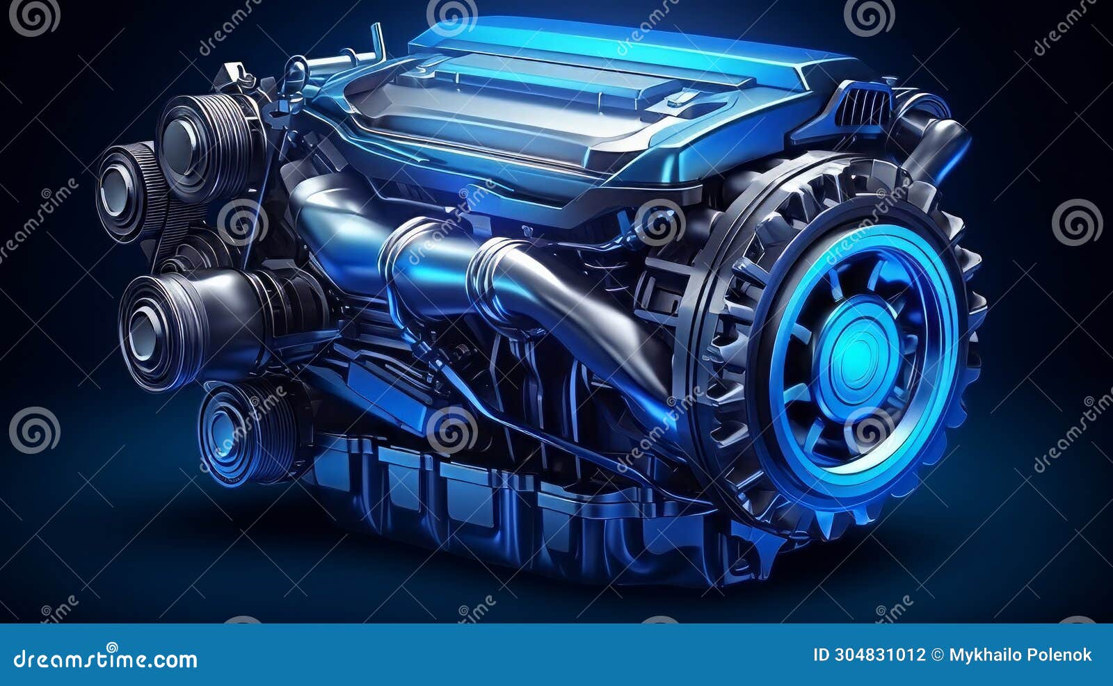 Car Engine with Blue Glow. Neural Network AI Generated Stock Photo ...