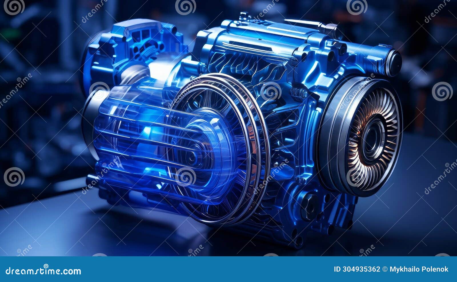 Car Engine with Blue Glow. Neural Network AI Generated Stock Photo ...