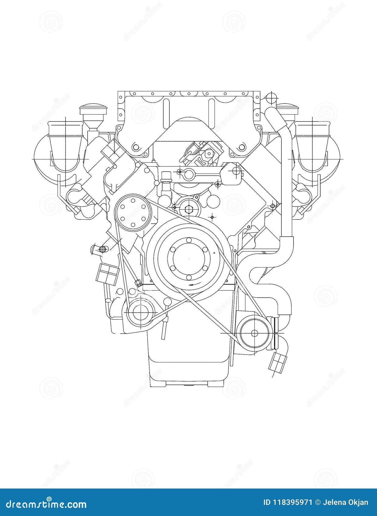 Car Engine Blueprint - Isolated Stock Illustration - Illustration of ...
