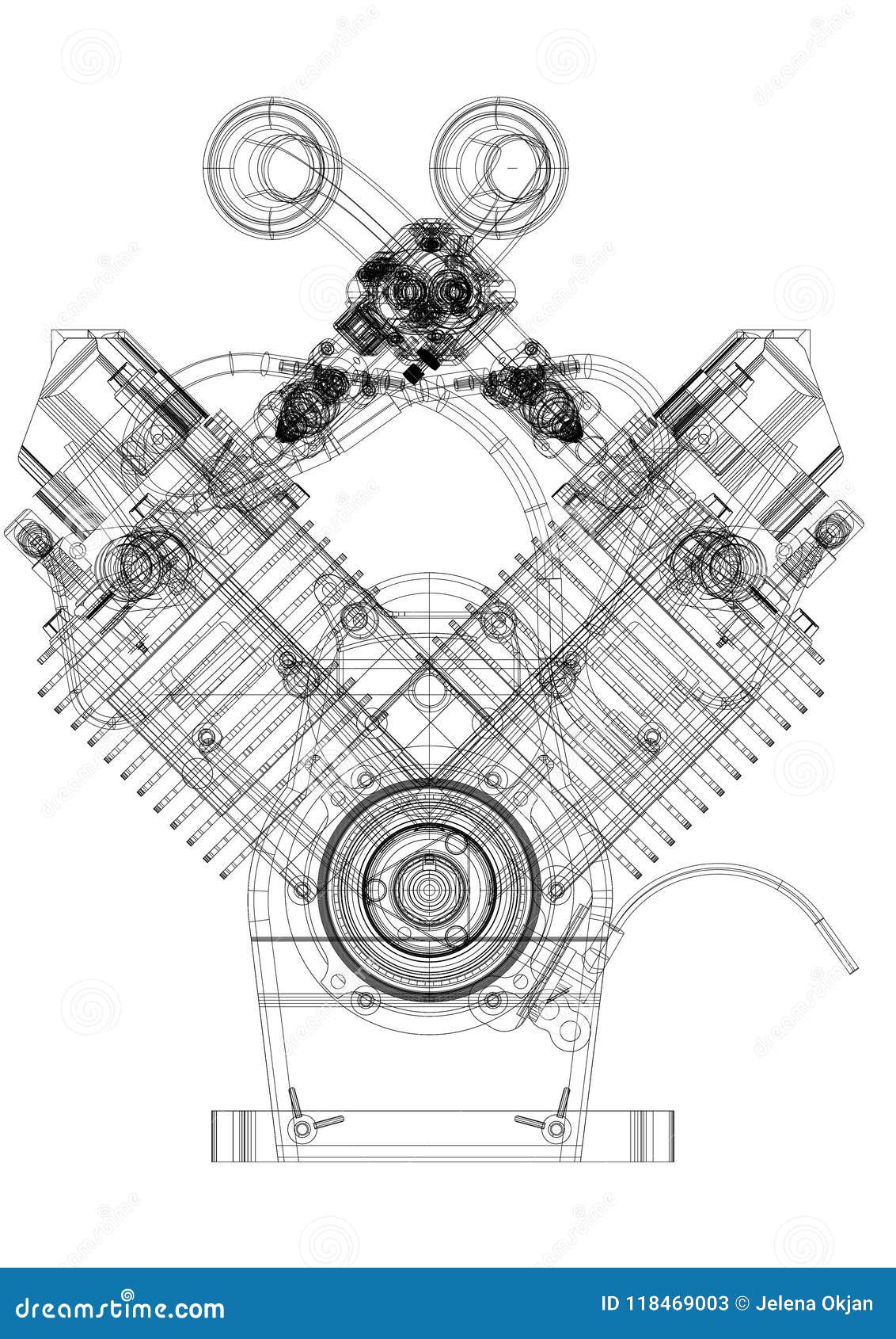 Car Engine Blueprint - Isolated Stock Illustration - Illustration of ...