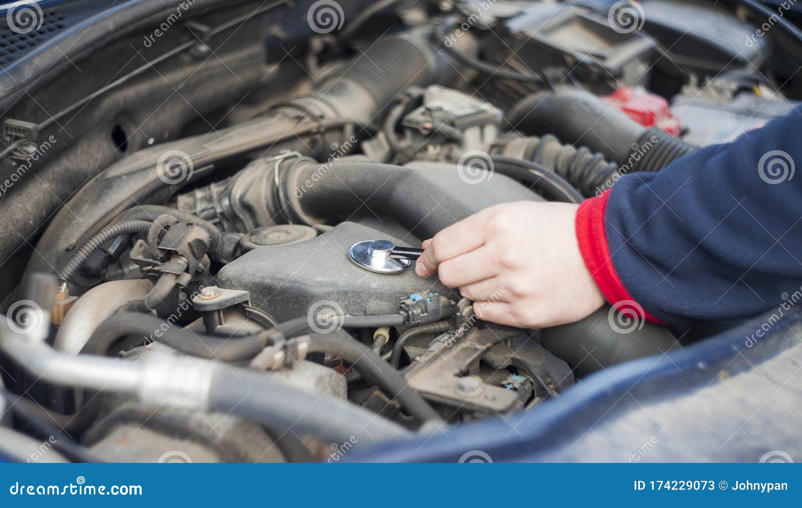 Car Engine Check with Stethoscope, Abstract Auto Stock Image - Image of ...