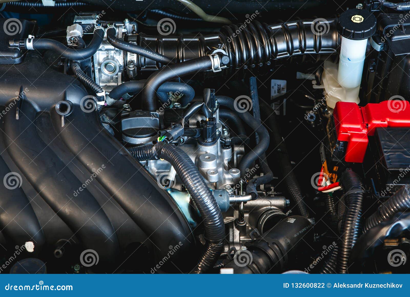 Car engine in close-up stock photo. Image of vehicle - 132600822