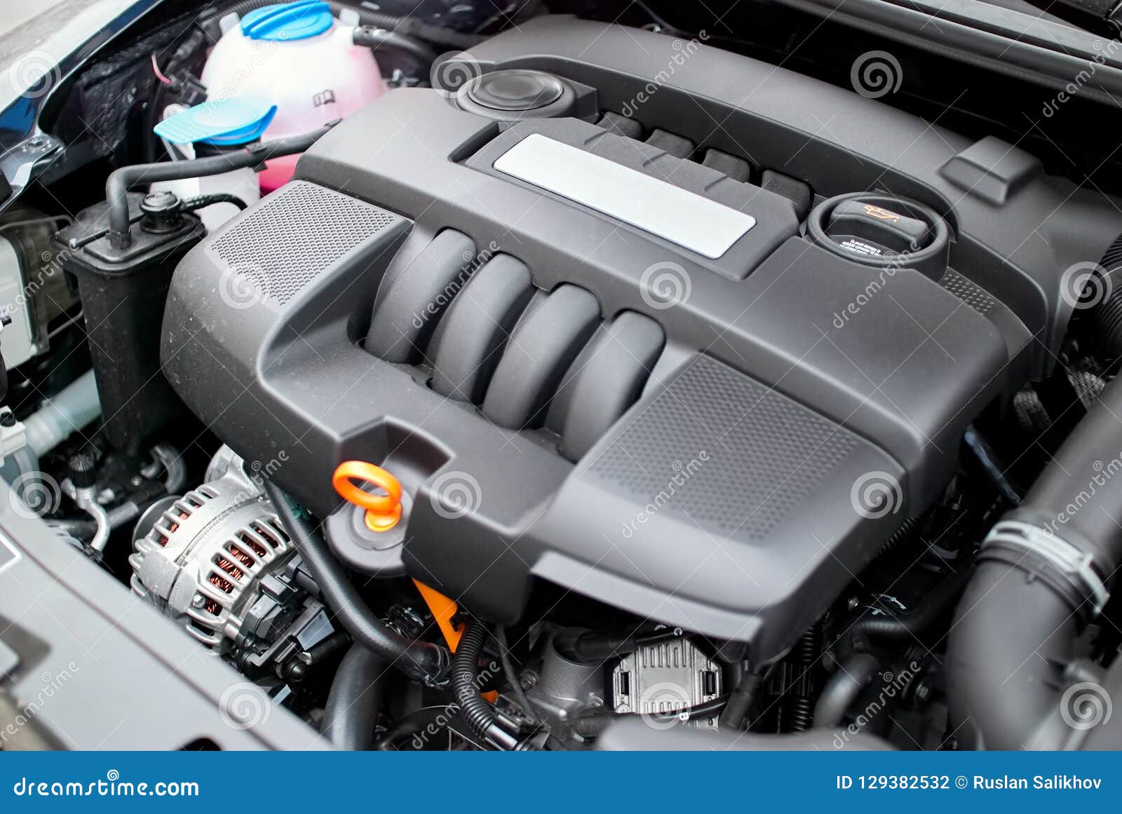 Car engine close-up view stock photo. Image of block - 129382532