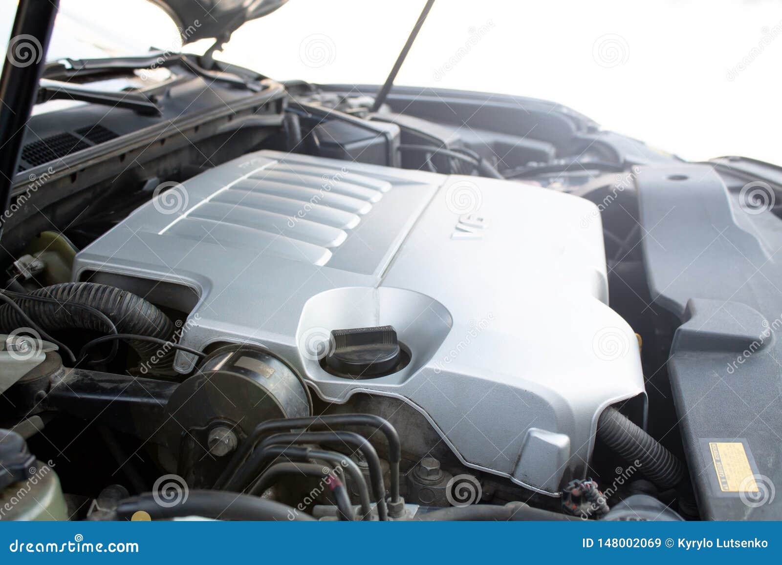 Car engine compartment stock image. Image of vehicle - 148002069