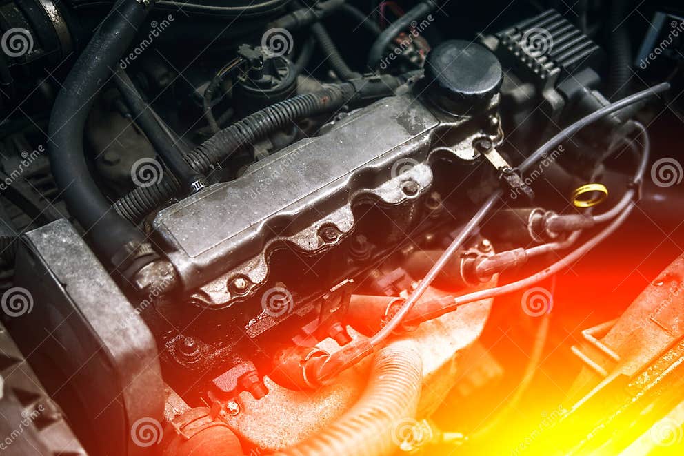 Car Engine Engine Compartment in the Car Stock Image - Image of ...