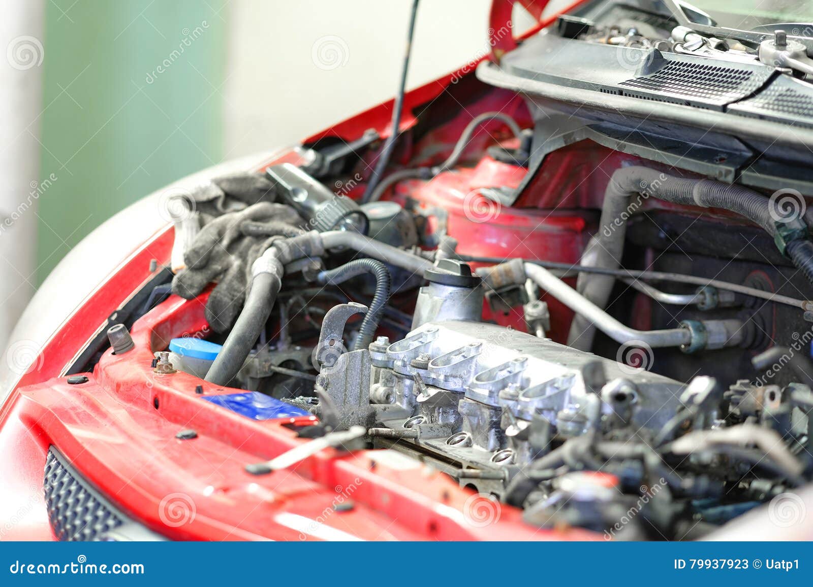 Car engine compartment stock image. Image of equipment - 79937923