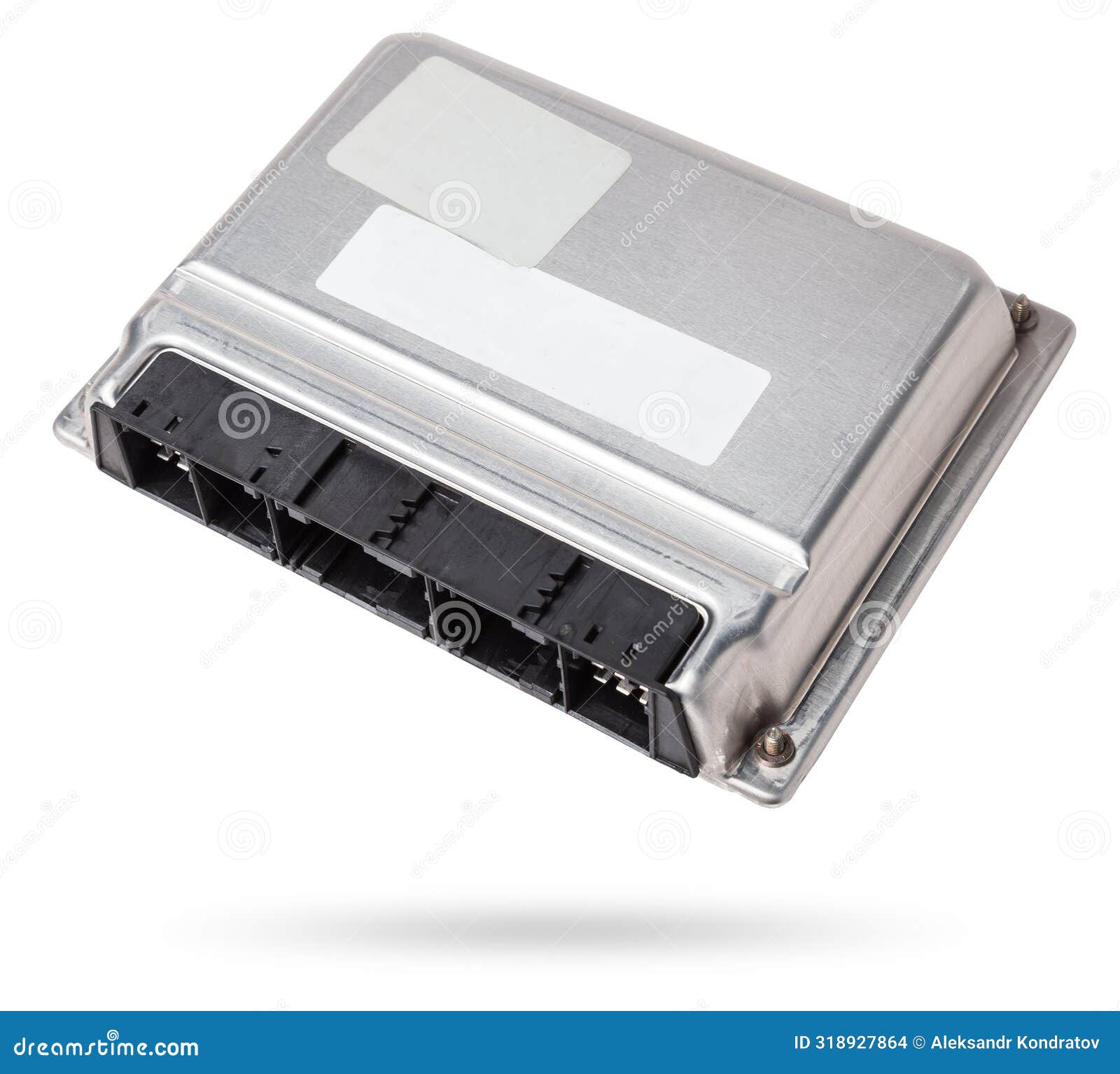 Car Engine Control Unit with Metal Elements on a White Isolated ...