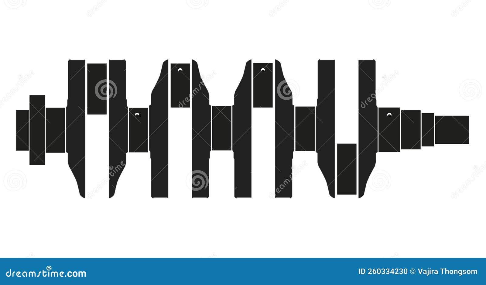 Car Engine Crank Shaft, Black Vector Illustration Stock Vector ...