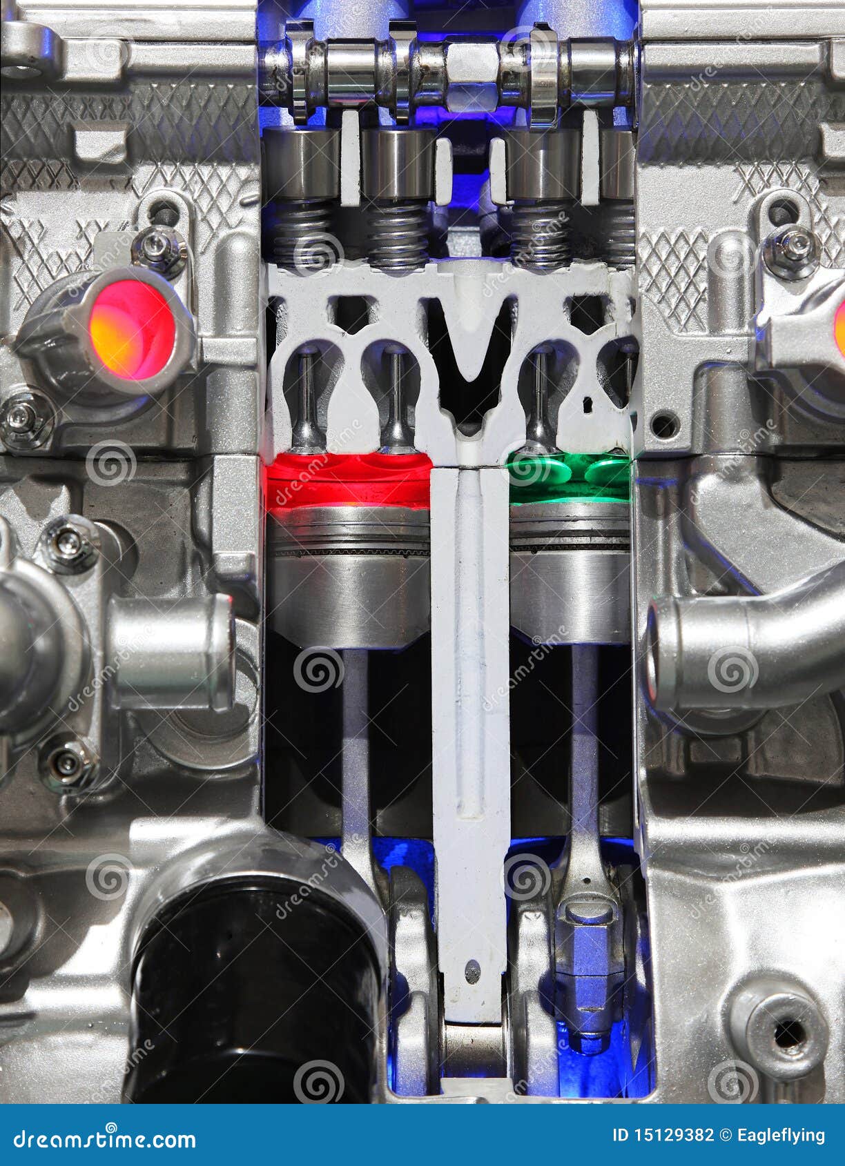 Car Engine Cut-through View Stock Photo - Image of efficient, bright ...