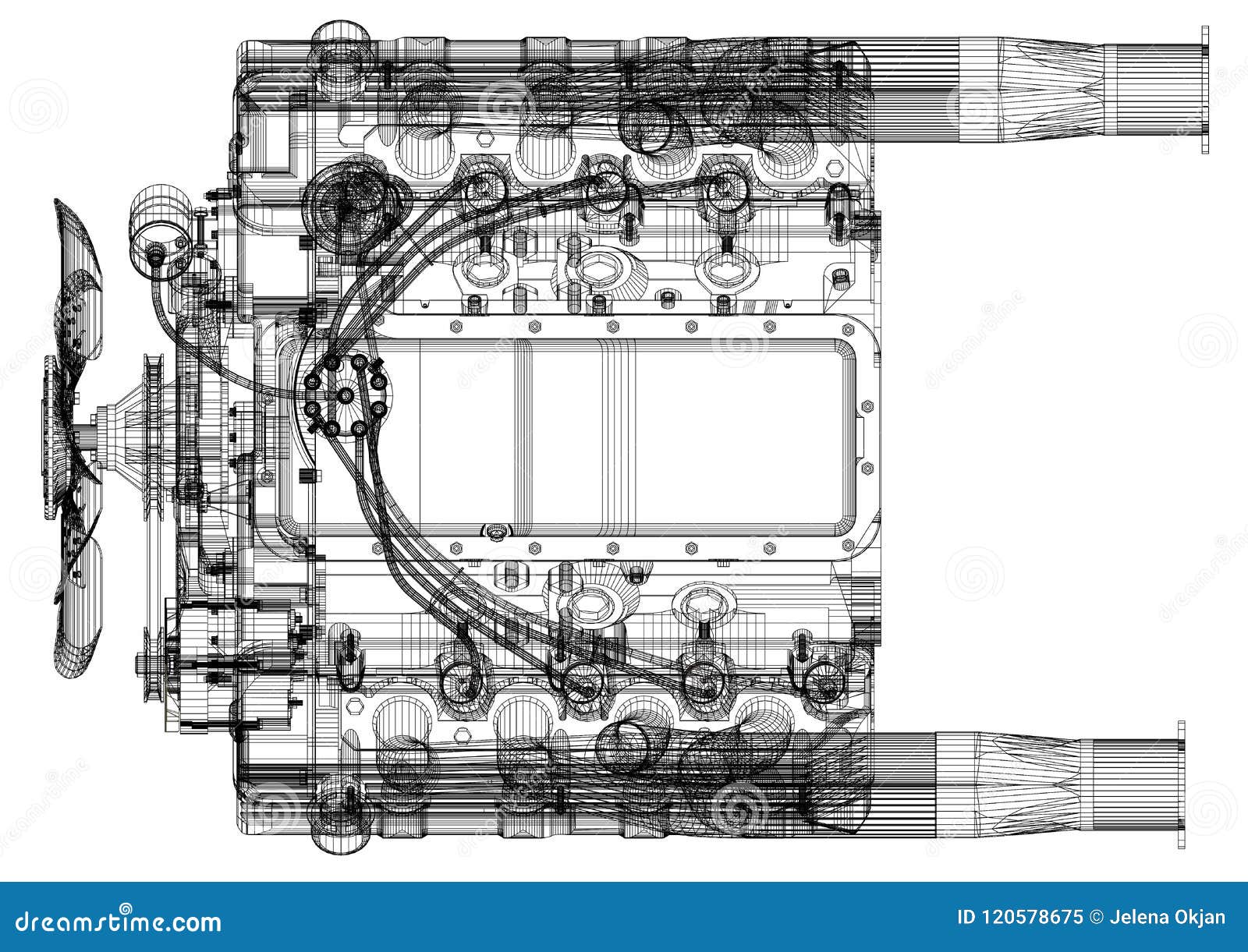 Car Engine Design Architect Blueprint - Isolated Stock Illustration ...