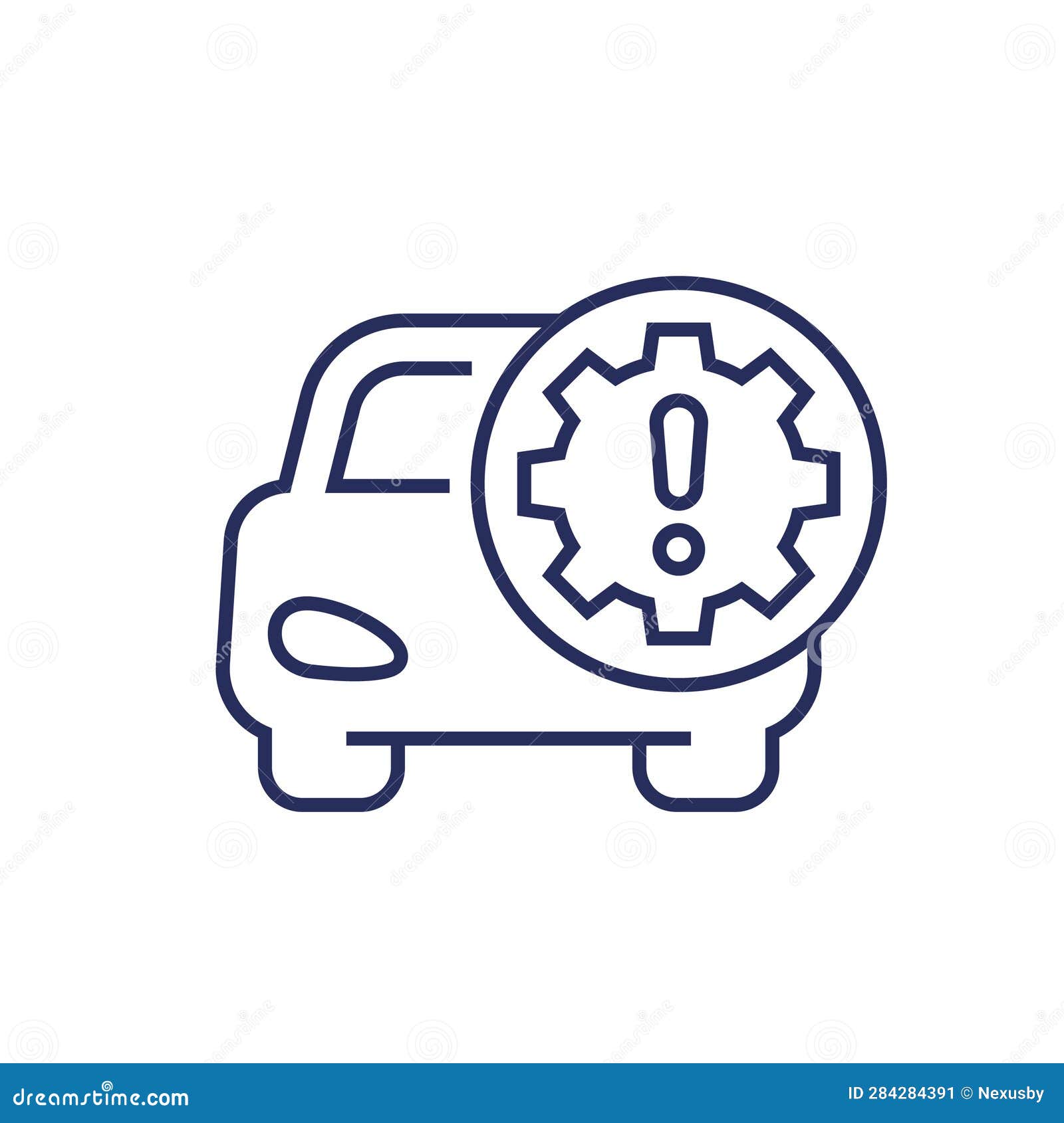 Car Engine Error Line Icon on White Stock Vector - Illustration of ...