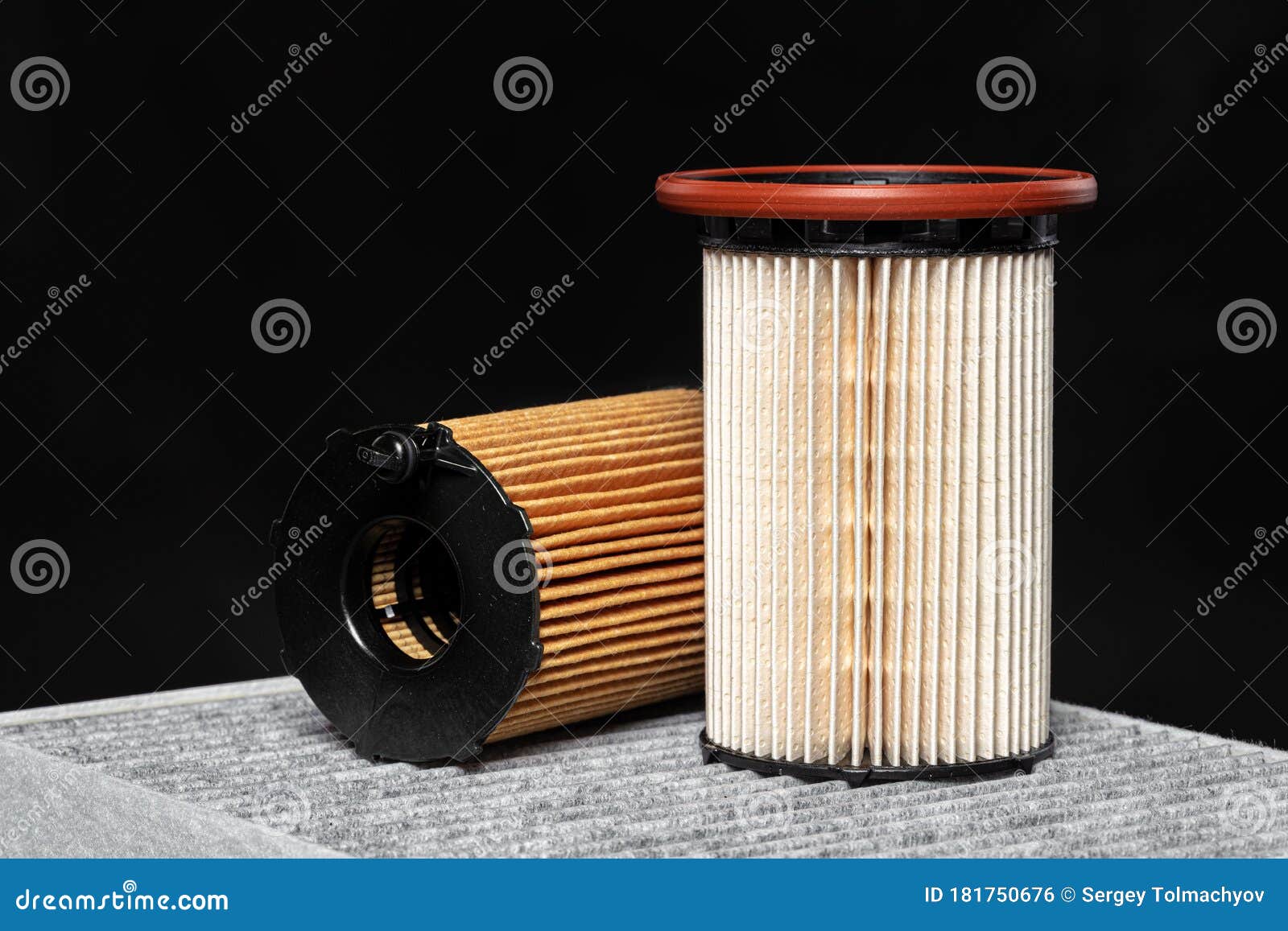 Car Engine Filter on Dark Background, Close Up. Stock Photo - Image of ...