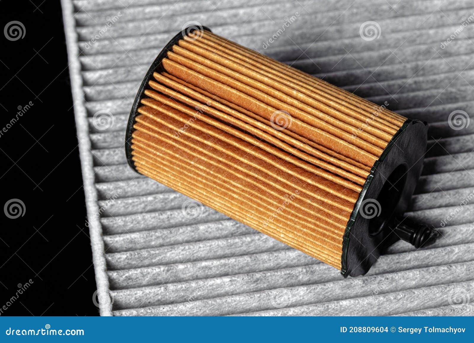 Car Engine Filter on Dark Background, Close Up. Stock Photo - Image of ...