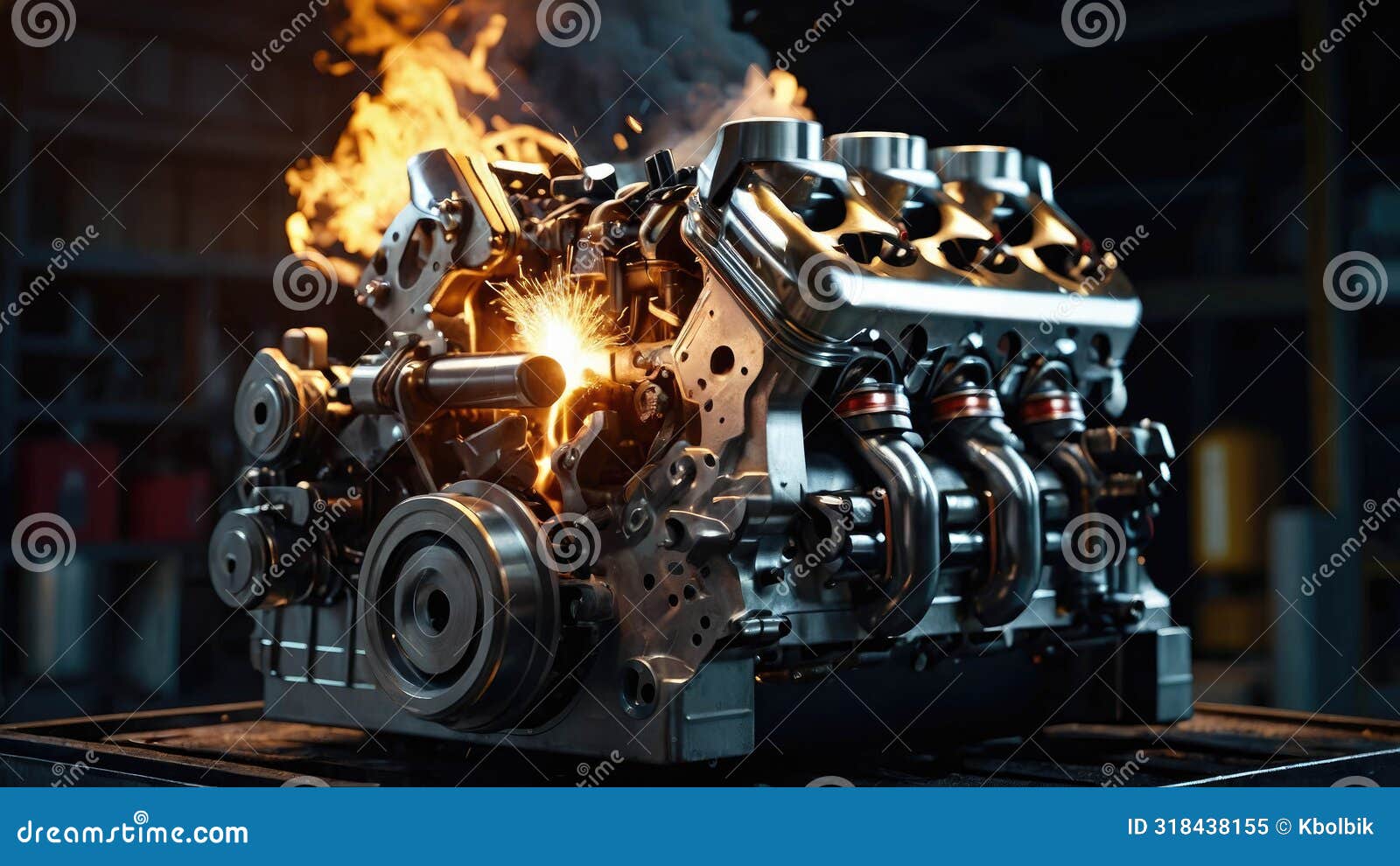 Car Engine on Fire. Close-up Stock Illustration - Illustration of ...