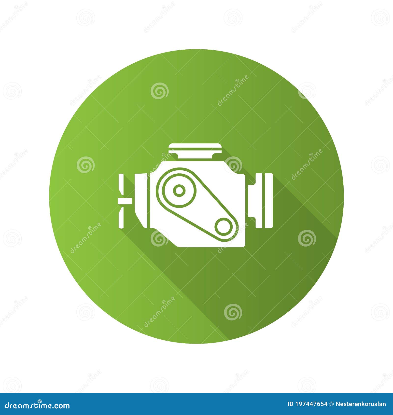 Car Engine Flat Design Long Shadow Glyph Icon Stock Vector ...