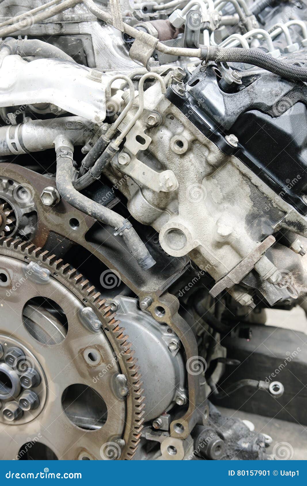Car Engine with Flywheel Plate Stock Image - Image of transportation ...