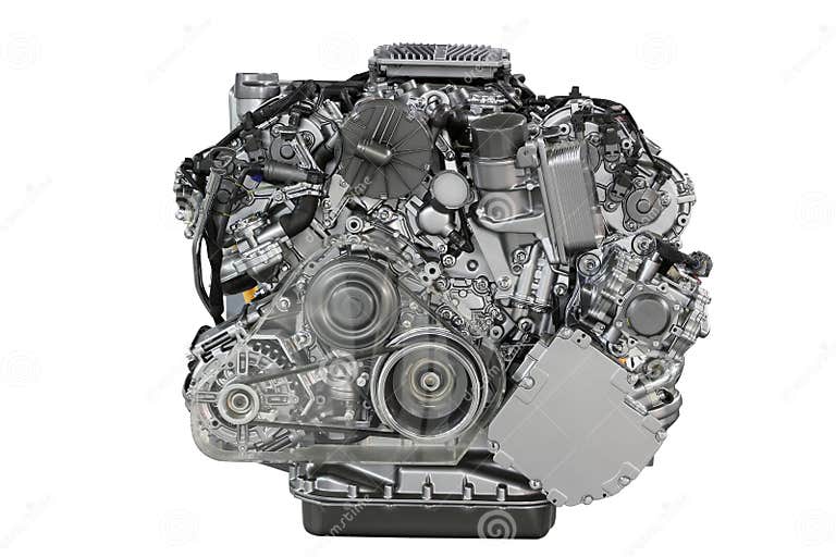 Car Engine Front View Isolated Stock Image - Image of engine, iron ...