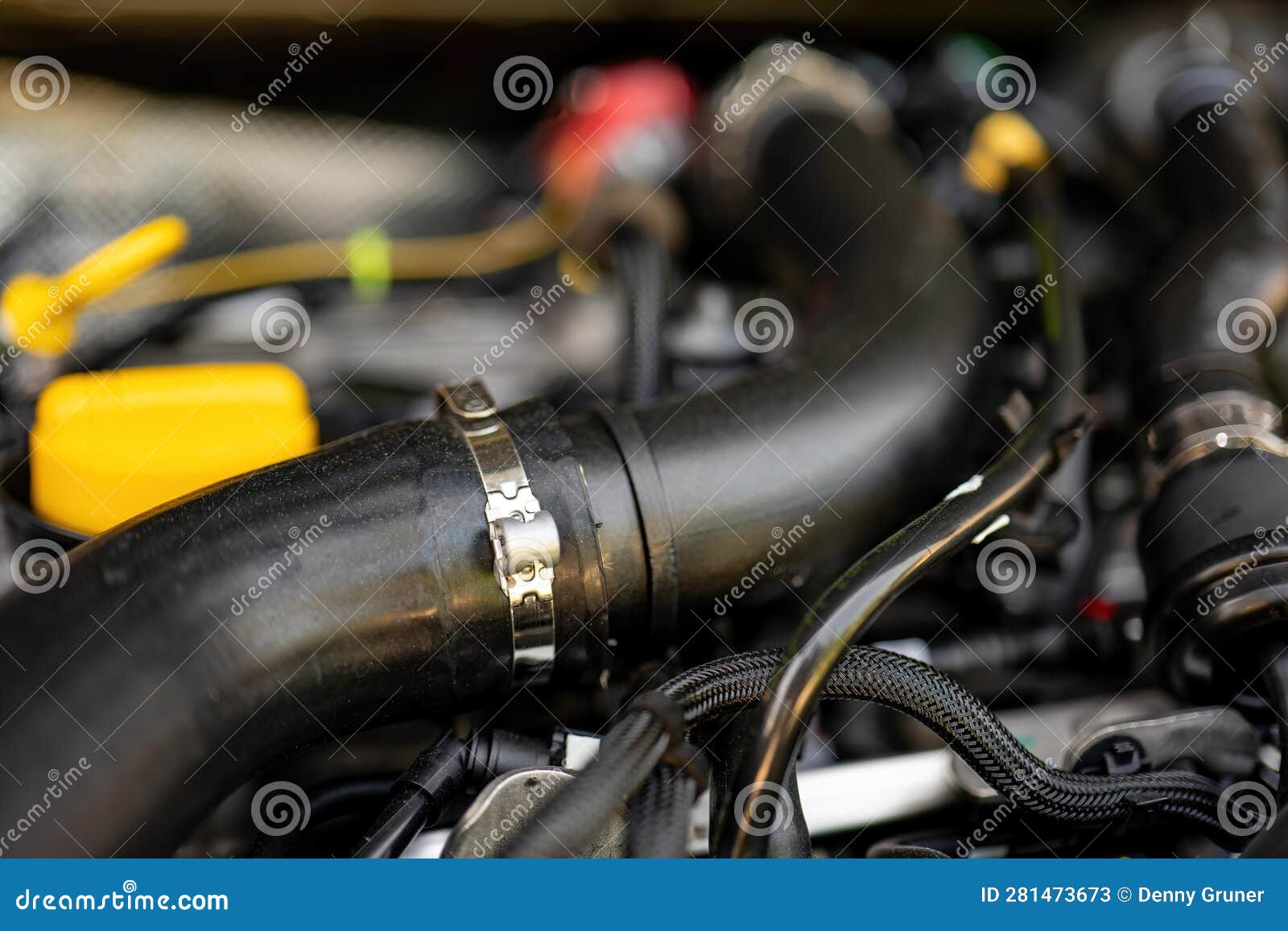 A car engine with hoses stock image. Image of electricity - 281473673