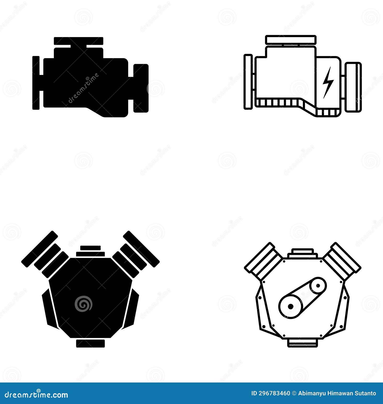 Car engine icon set vector stock vector. Illustration of stroke - 296783460