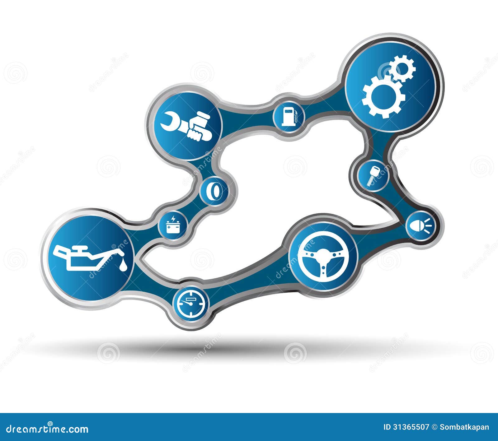 Car engine with icons stock vector. Illustration of certification ...