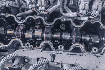 Car Engine Inside View Close Up, Top View of Engine Inside Stock Image ...