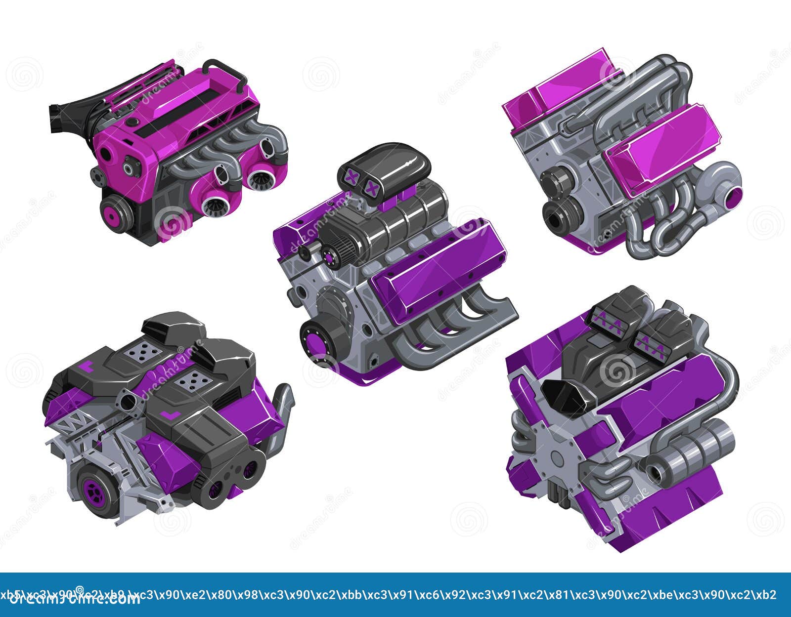 Set Of 3D Racing Engines Vector Illustration | CartoonDealer.com #246666328