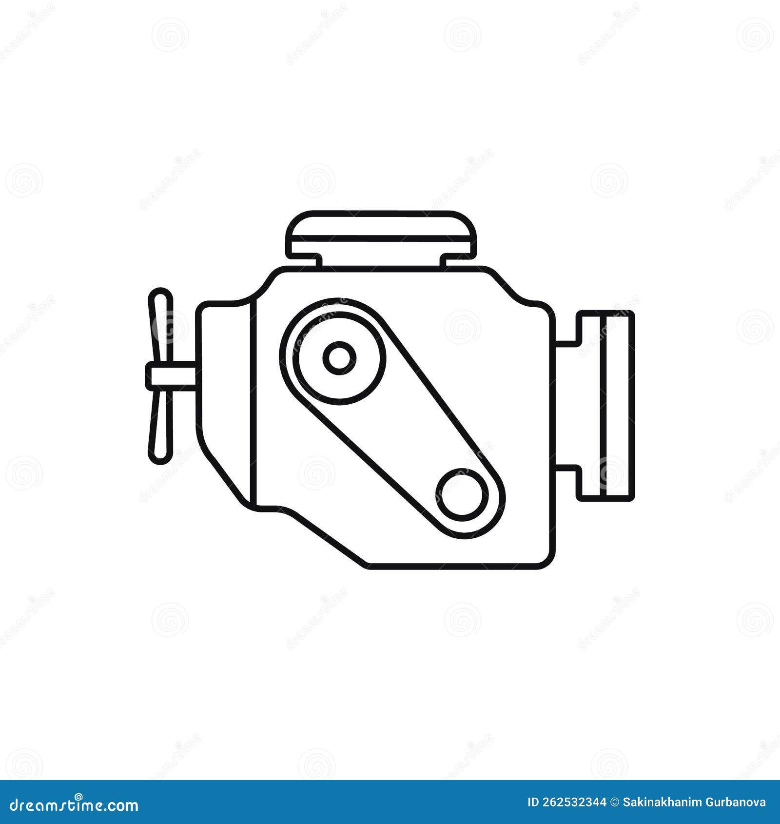 Car Engine Linear Icon. Thin Line Illustration. Motor Stock ...