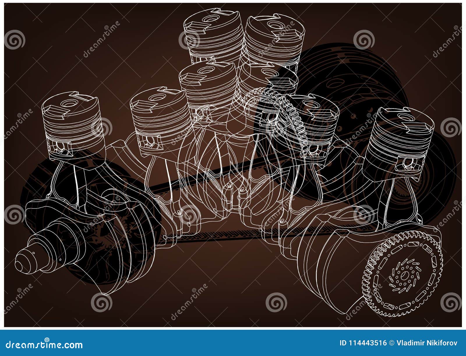 The car engine stock vector. Illustration of inking - 114443516