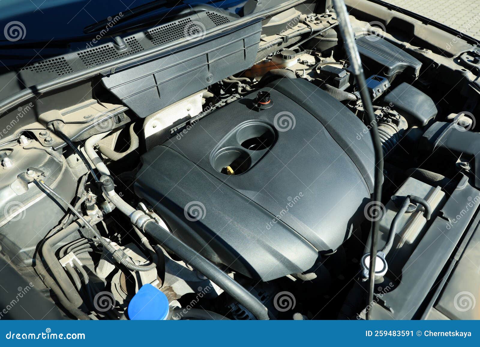 Car Engine in Modern Auto, Above View Stock Image - Image of closeup ...