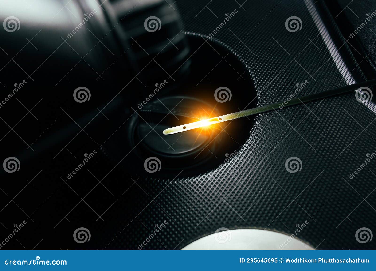 Car Engine Oil Dipstick with Reflective Light on Engine Oil Cap Stock ...