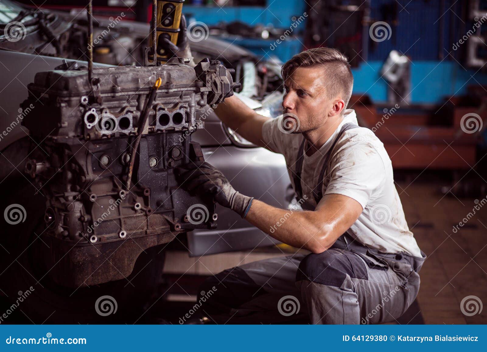 Car engine outside stock photo. Image of workshop, engine - 64129380